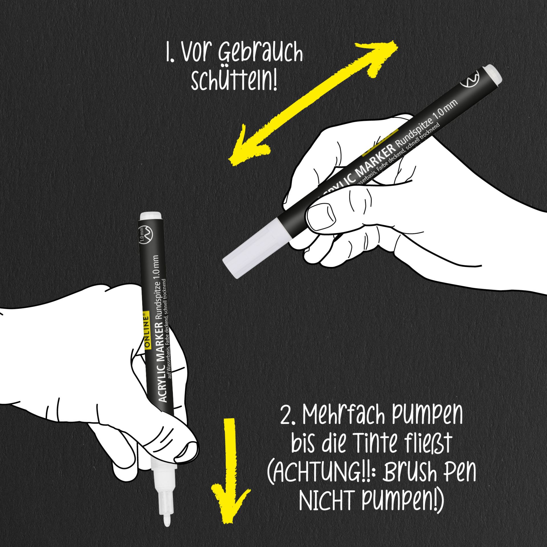 White Lettering Set mit Acryl Marker, Fineliner und Brushpen, 5 Stifte ...